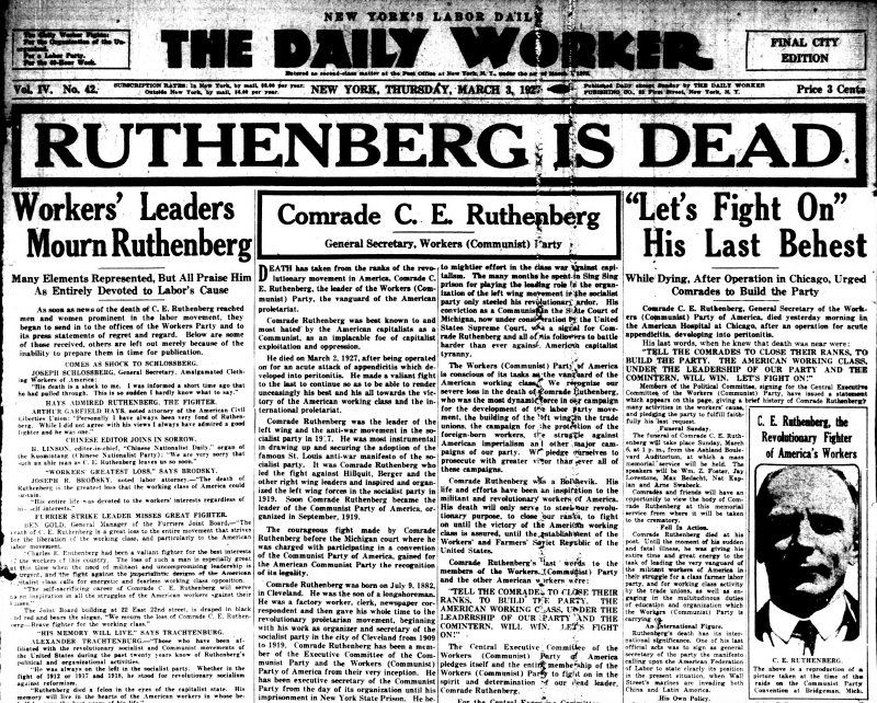 Charles E. Ruthenberg: The first leader of the Communist Party USA ...