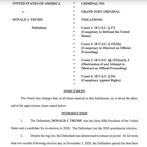 Trump indicted for coup aimed at overturning the 2020 election – People ...