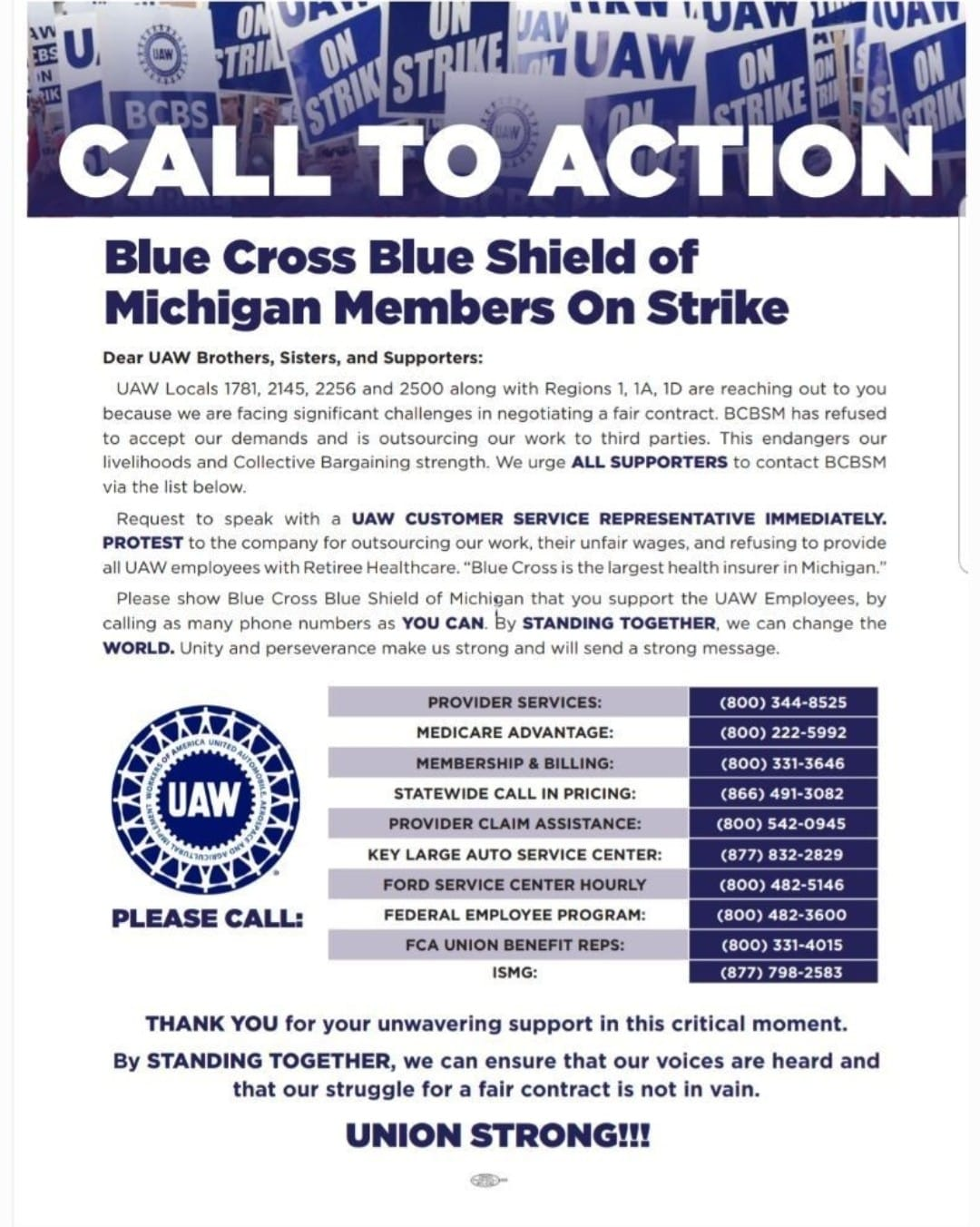 Blue Cross Blue Shield Michigan UAW workers fight for better contract ...