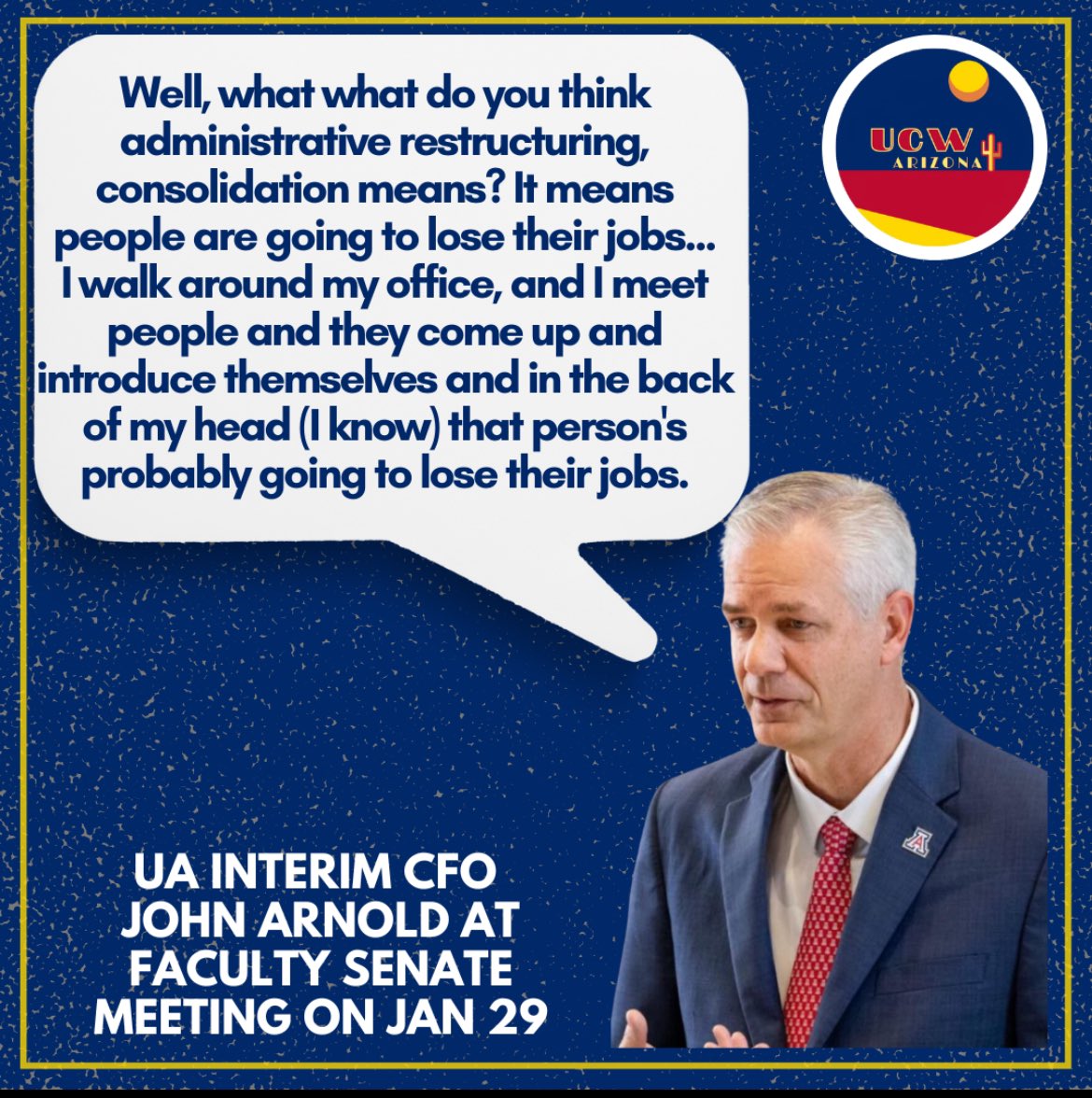 Univ. of Arizona faculty, staff, and students say: Chop from the top ...