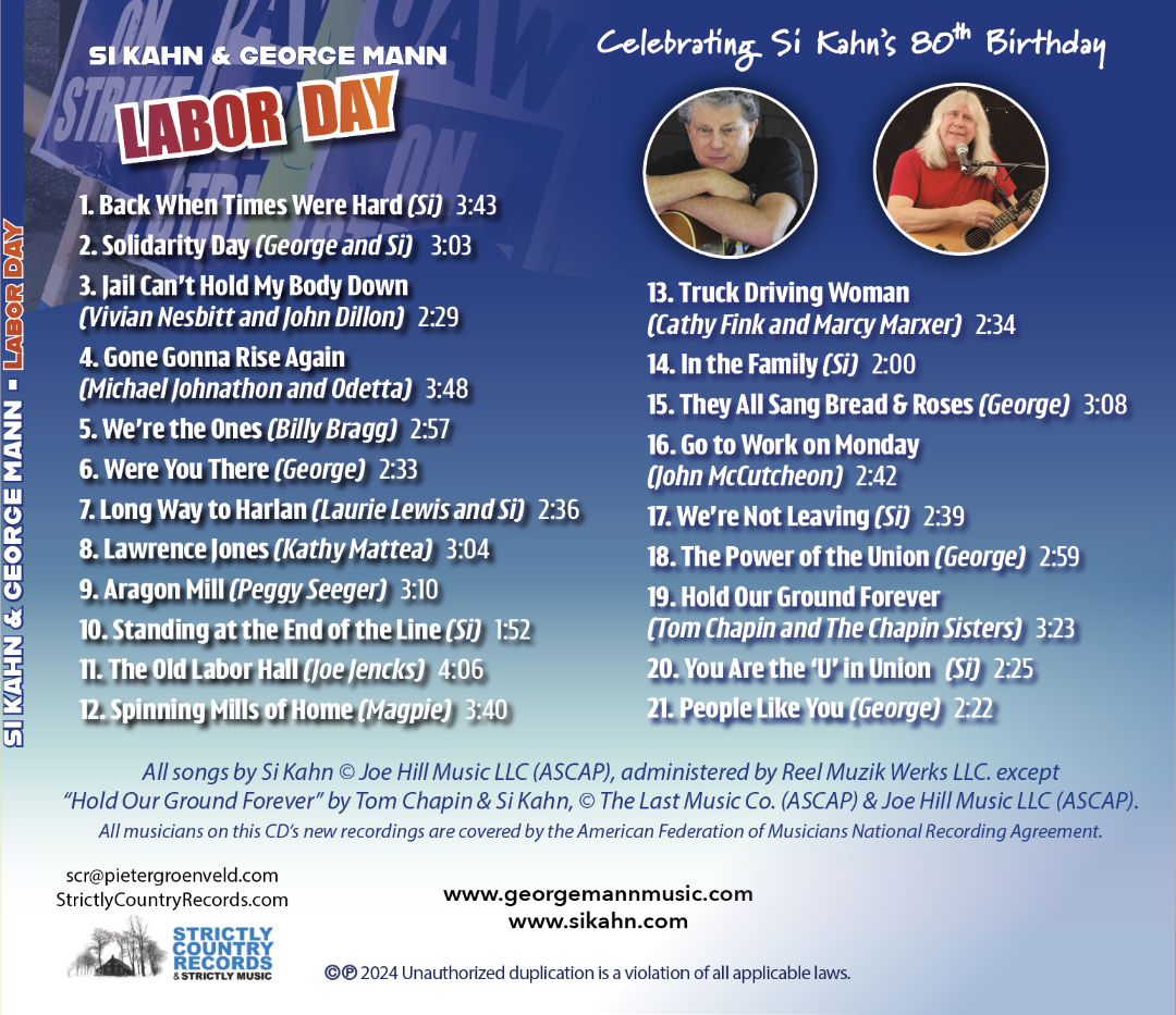 George Mann produces Si Kahn’s ‘Labor Day: A Tribute to Hard Working ...