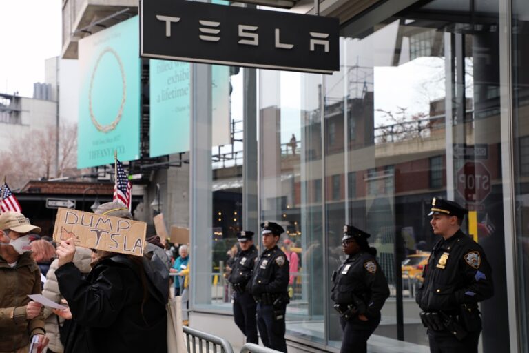 Protests mushroom against Musk’s Tesla in New York, and around the ...