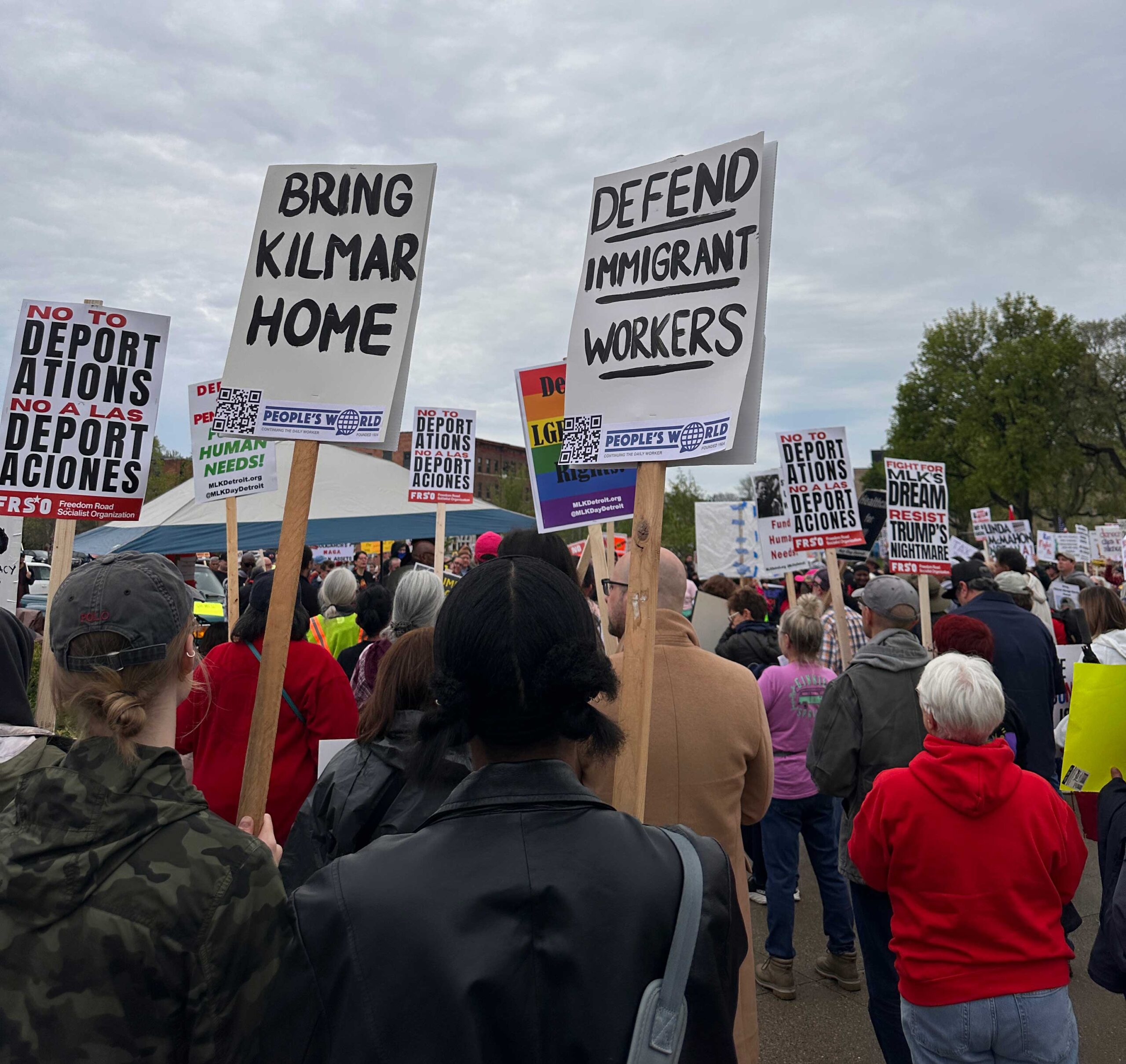 Detroit May Day marchers demand the return of Kilmar Abrego Garcia ...