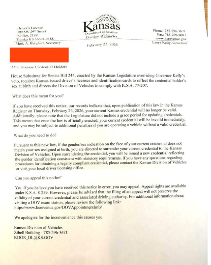 Kansas invalidates trans people’s driver’s licenses – People's World